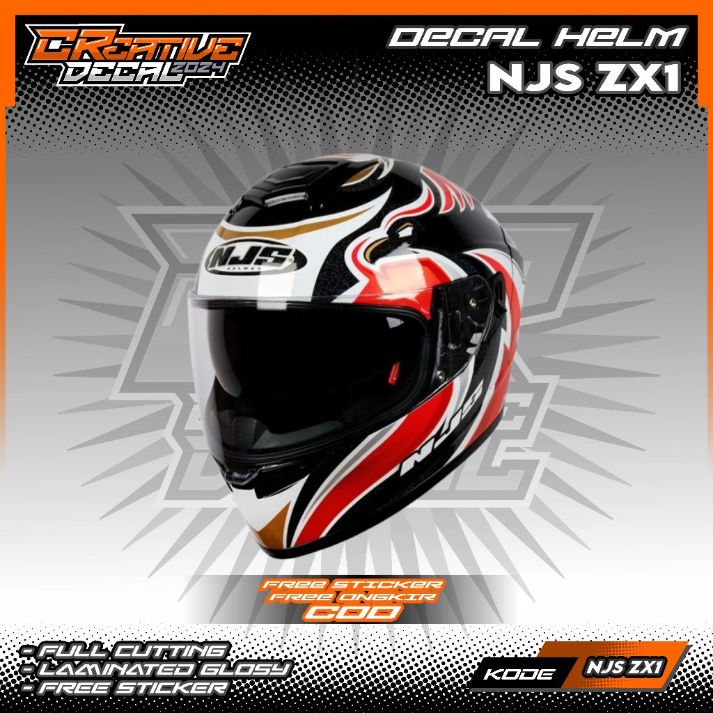Jual STIKER DECAL HELM NJS ZX-1 FULLFACE | DECAL HELM | DECAL STIKER ...