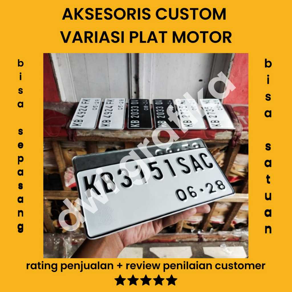 Jual CUSTOM PLAT MOTOR VARIASI STANDAR SAMSAT PAKAI LOGO PUTIH HITAM ...