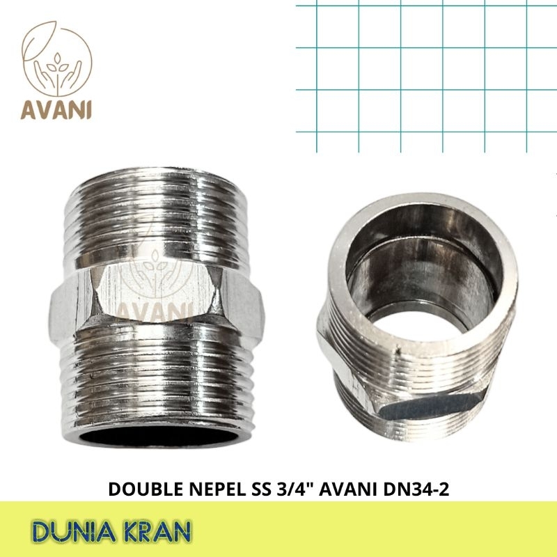 Jual DOUBLE NEPEL 1/2" 3/4" 1/2"-3/4" STAINLESS STEEL DOBEL NEPEL SAMBUNGAN AVANI | Shopee Indonesia