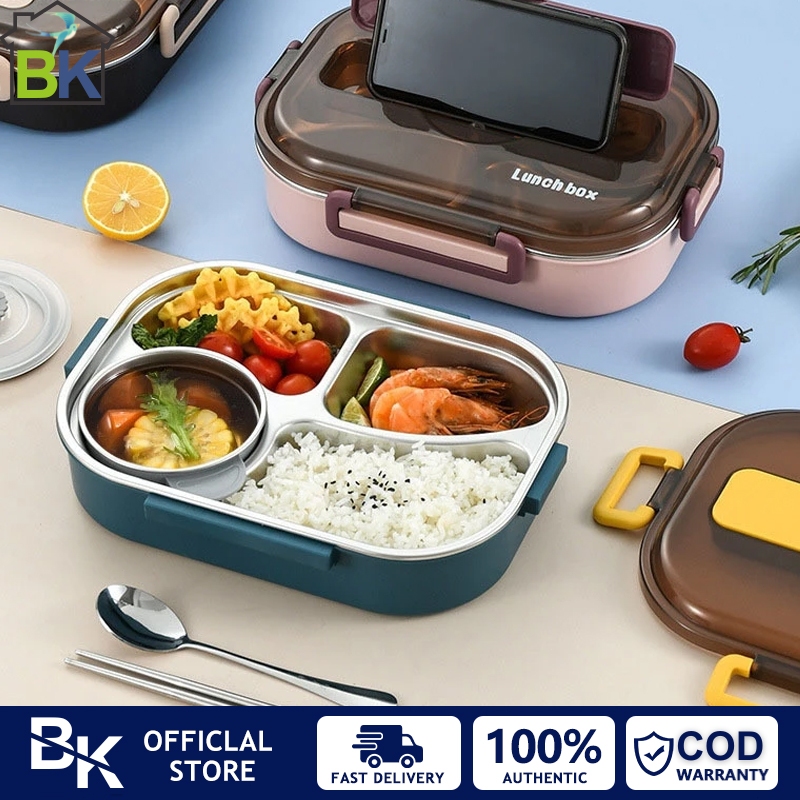 Jual Kotak Makan Lunch box kotak makan Set stainless 304 Sekat 4 Lunch Box 1200ml anti tumpah ...