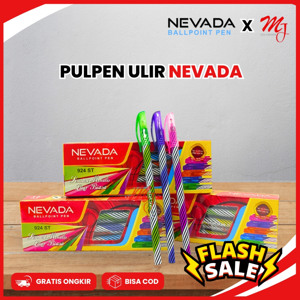 Jual (12 pcs) Ballpoint / Bulpen / Pulpen / Bolpen Lilin Ulir NEVADA ...