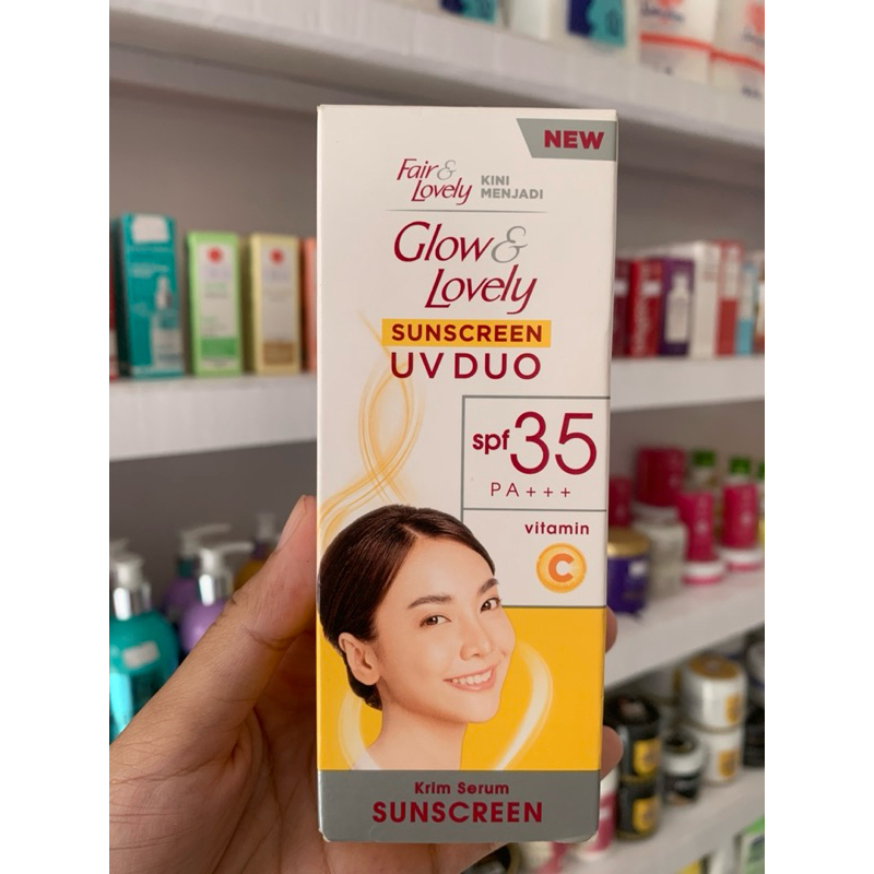 Jual Glow & lovely sunscreen ultimate UV duo cream vit c spf 35 pa+++ 20g 40g | Shopee Indonesia