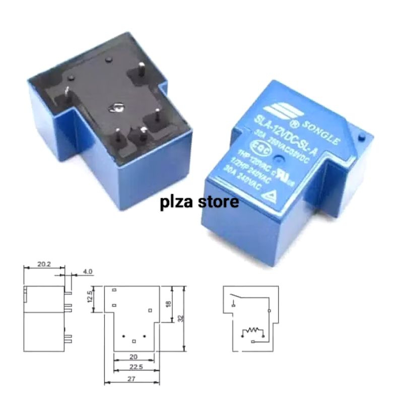 Jual RELAY DC 12V SONGLE 30A 5PIN relay kodok kaki 5 songle 12v 30amper | Shopee Indonesia