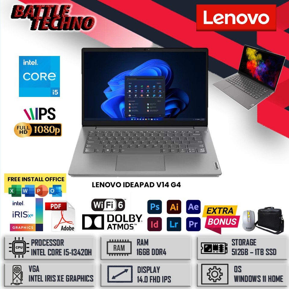 Jual Laptop Murah Lenovo V14 G4 Intel Core I5 13420H RAM 16GB DDR4 1TB SSD 14.0 FHD IPS Win 11 ...