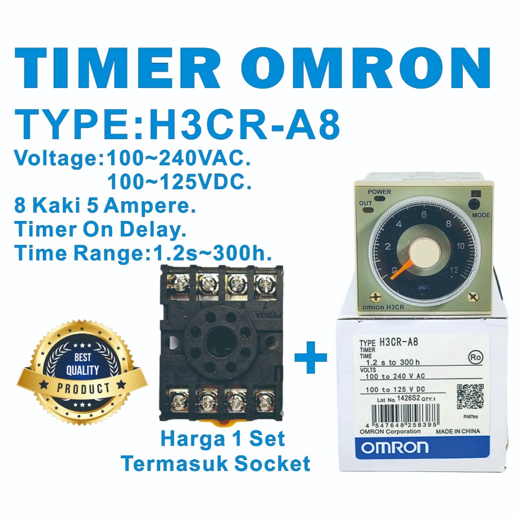 Jual TIMER OMRON H3CR-A8 220VAC +SOCKET | Shopee Indonesia