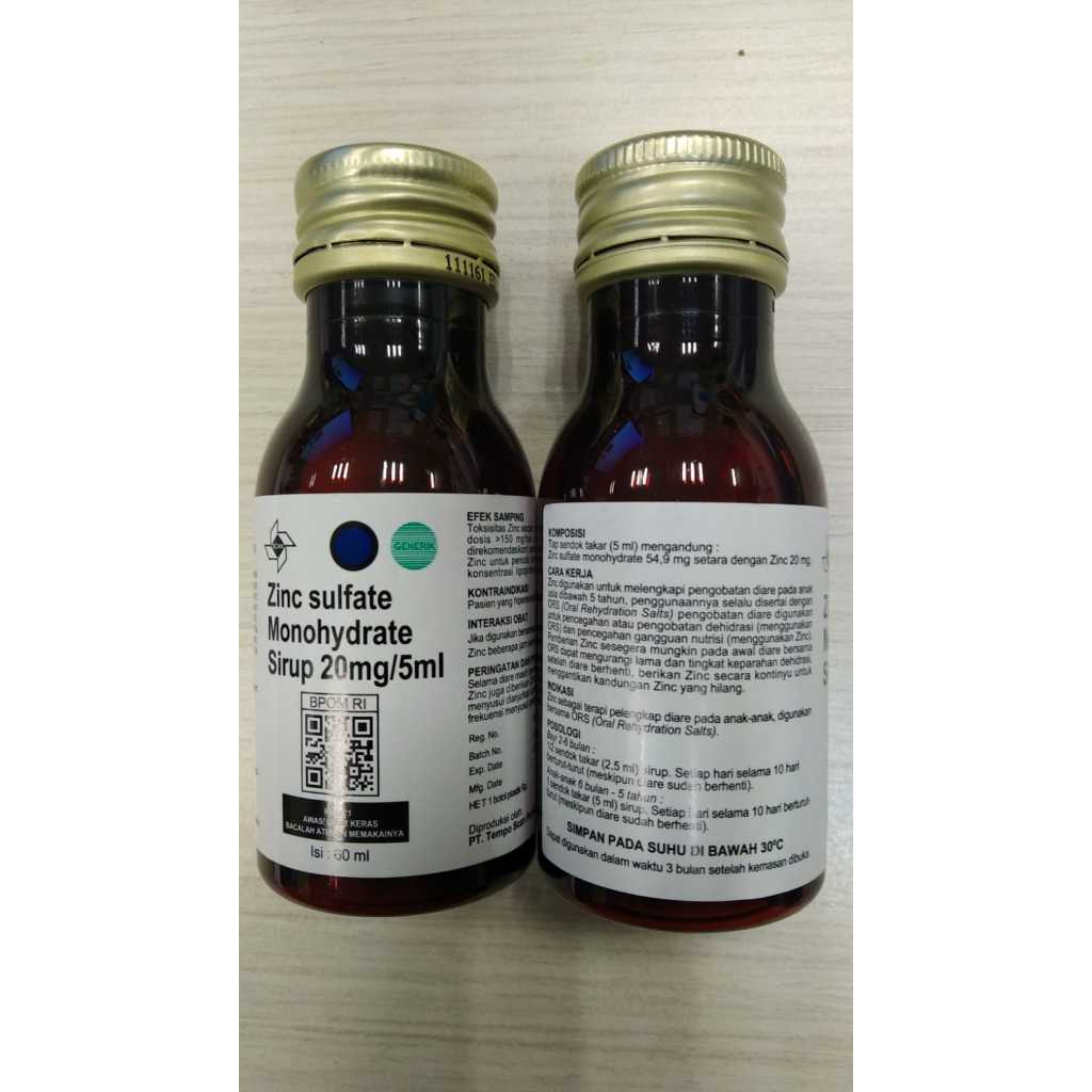 Jual zinc sulfate monohydrate sirup 20mg/5ml | Shopee Indonesia