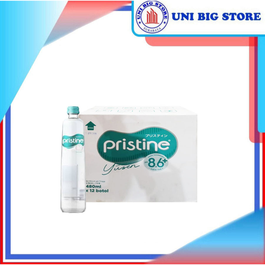 Jual Pristine Yusen 8.6+ Water 480 ml x 12 botol DUS Botol Kaca Air ...
