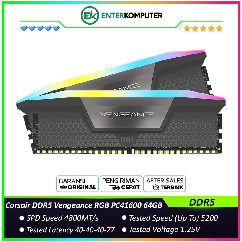 Jual Corsair DDR5 Vengeance RGB PC41600 64GB (2x32GB) / RAM 64GB | Shopee Indonesia