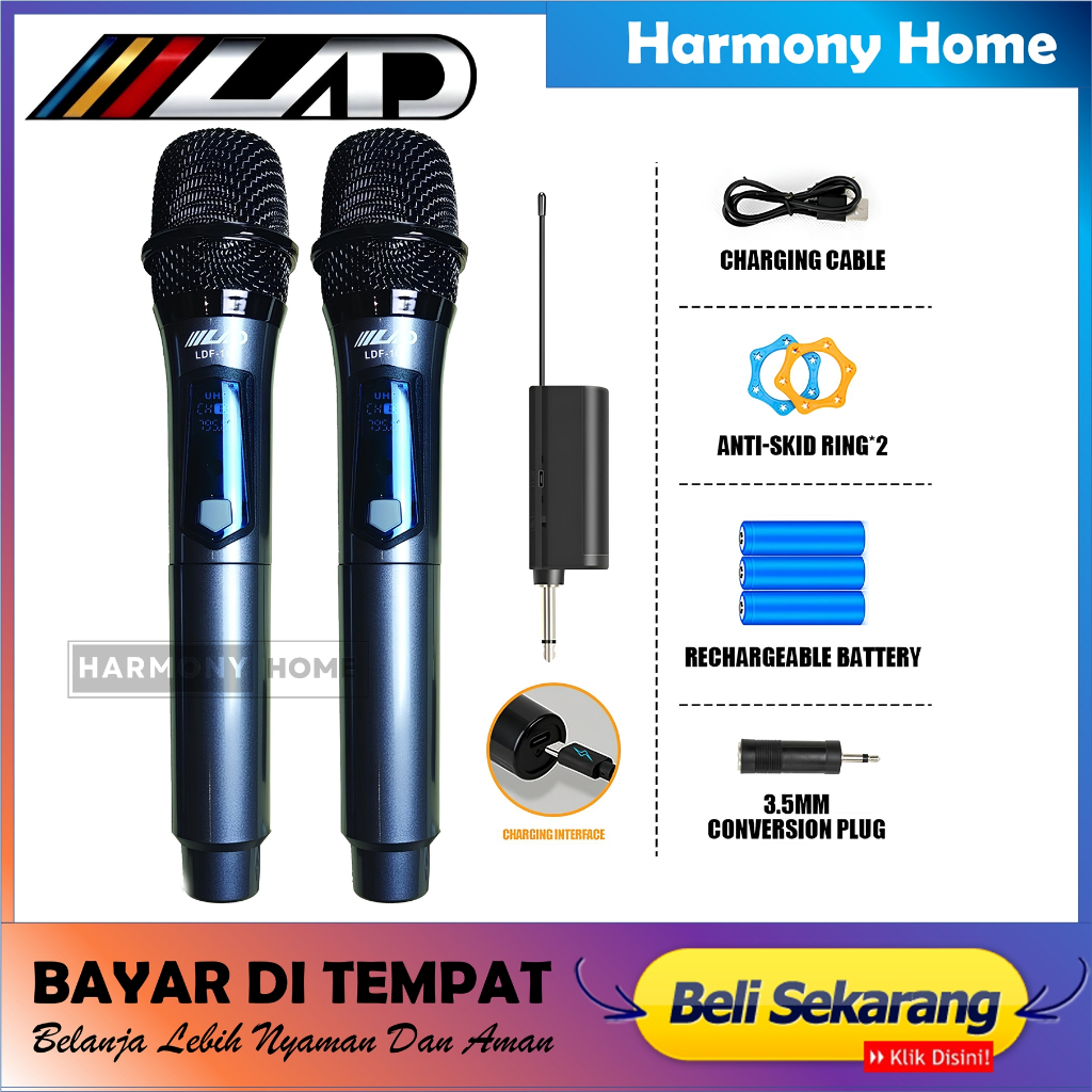 Jual Microphone LAD LDF-202 Microphone Profesional Mic Wireless Mic ...