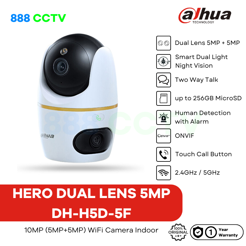 Jual Dahua Hero Dual D1 H5D Camera Wifi 10MP (5MP+5MP) Smart CCTV Dual ...