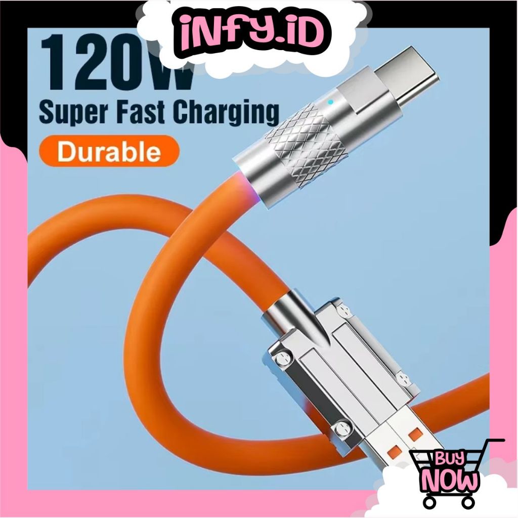 Jual INFY - 120W Fast Charging Cable Zinc Alloy Liquid Silicone USB ...