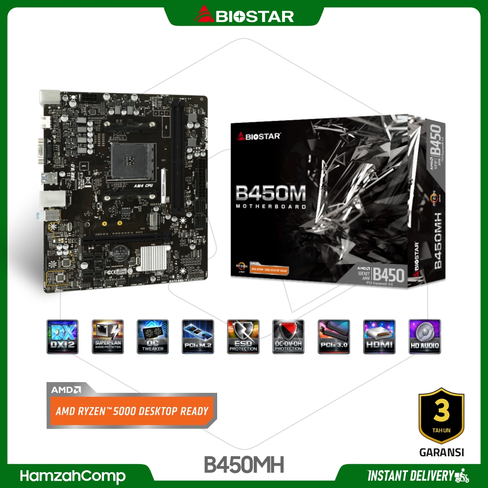 Jual Motherboard AMD B450 Support Ryzen 5000 Series Biostar B450MH ...