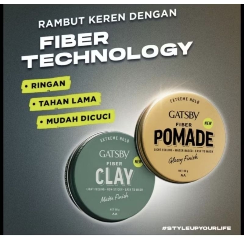 Jual GATSBY Fiber Clay & Pomade Penata Rambut Matte 80g | Shopee Indonesia
