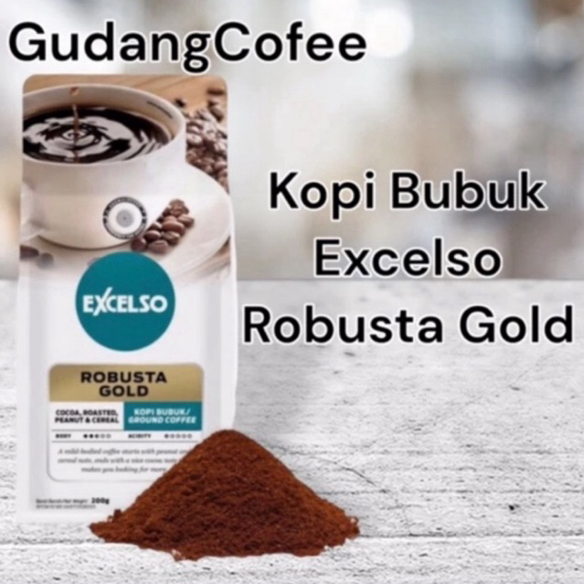 Jual Kopi Bubuk Excelso Robusta Gold 200g | Shopee Indonesia