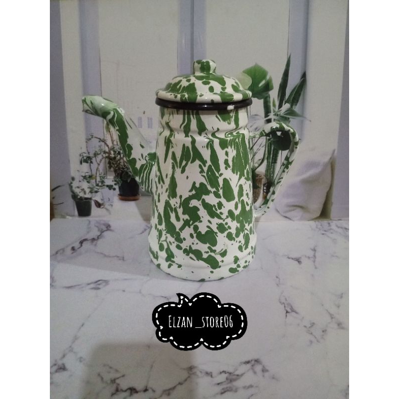 Jual Teko eskan enamel burik / teko jadul brilik 13 cm, kapasitas 1,7 ...