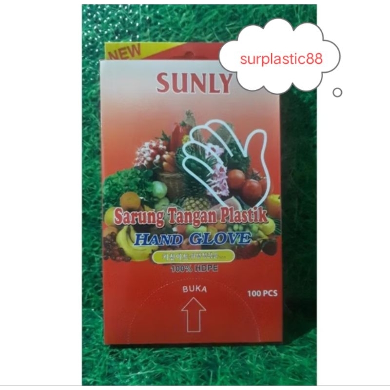 Jual Sarung Tangan Plastik Sekali Pakai Merk Sunly Isi 100pcs (50pasang) | Shopee Indonesia