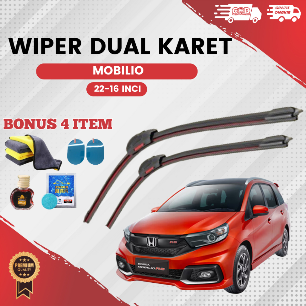Jual Wiper Double Karet Dual Blade untuk MOBILIO Ukuran 22 - 16 INCI ...