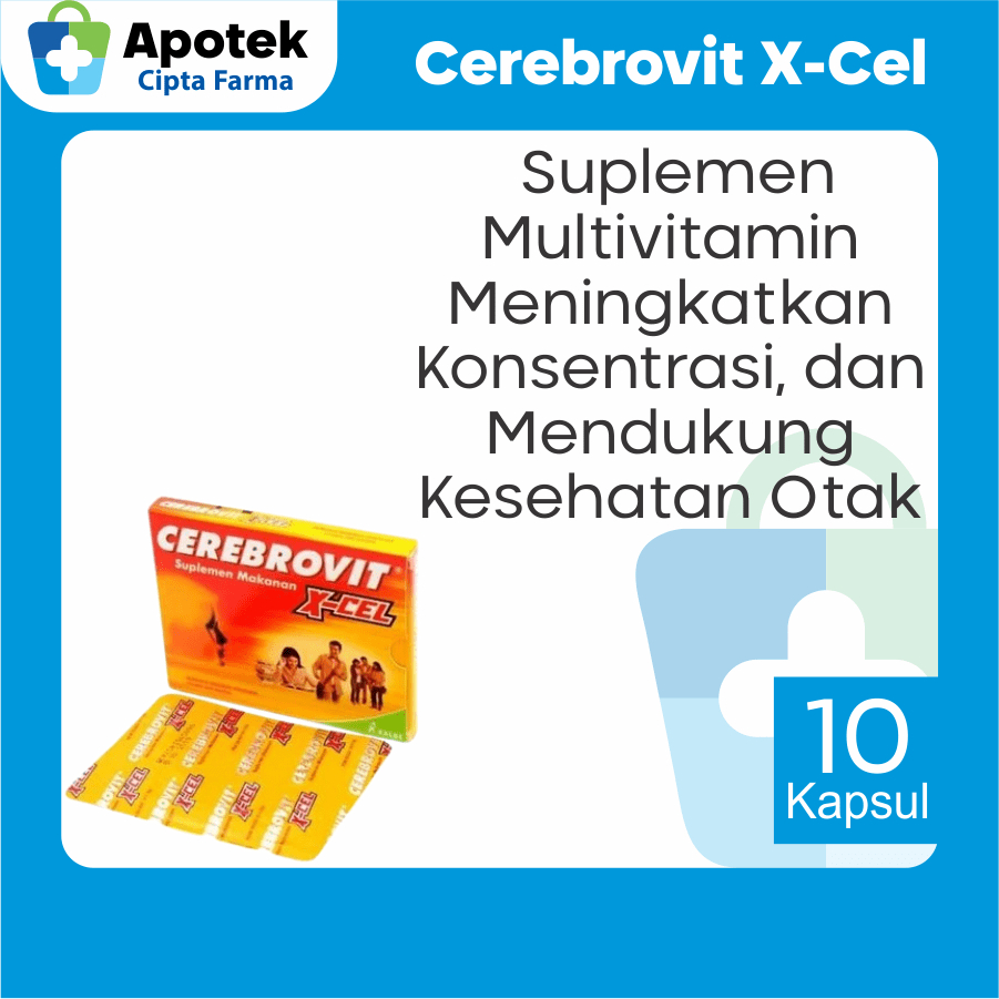 Jual Cerebrovit X Cel Folic Acid Zn Selenium Vitamin B1 Vitamin B2 ...