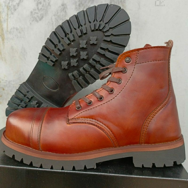 Jual sepatu safety ujung besi rider ll sepatu boot rider kulit asli ...
