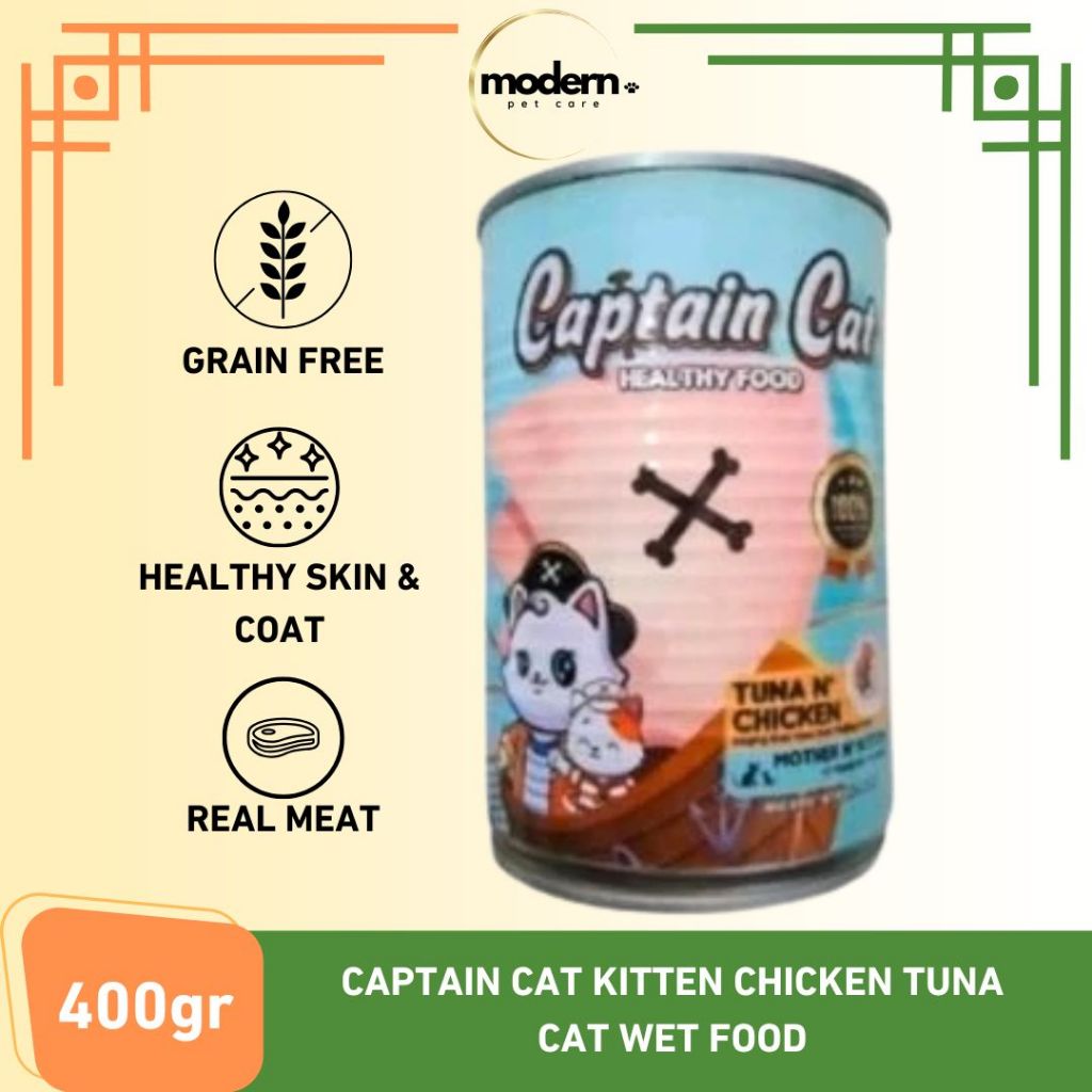 Jual Captain Cat Kitten Chicken Tuna Cat Wet Food Kaleng 400gr | Shopee ...