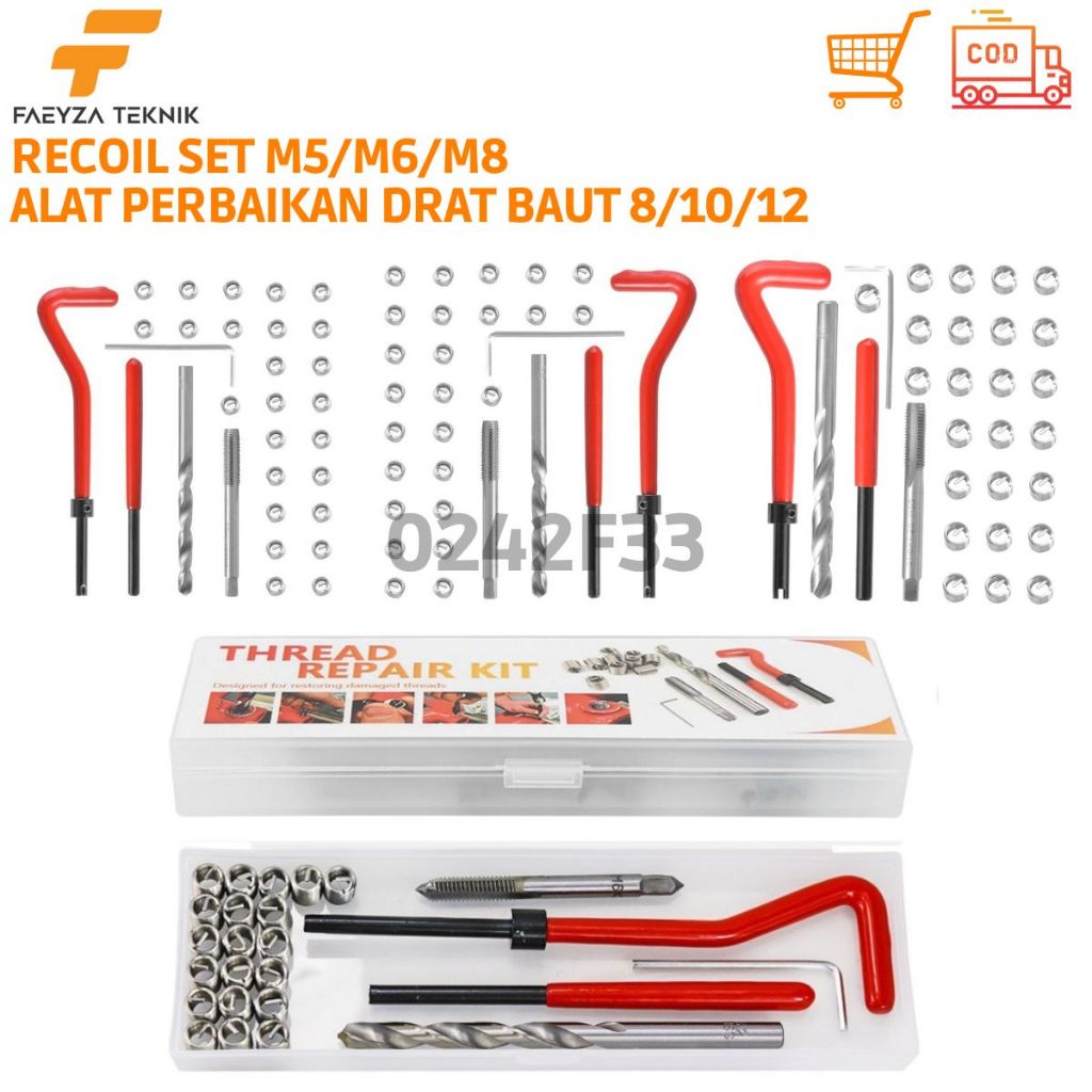Jual Alat Perbaikan Reparasi Drat Baut 8 10 12 Recoil Helicoil M5 M6 M8 ...