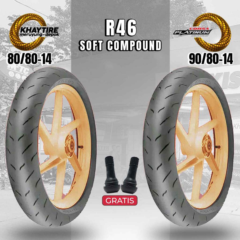 Jual Paket Ban Soft Compound Motor Matic CORSA R46 PLATINUM 80/80-14 ...