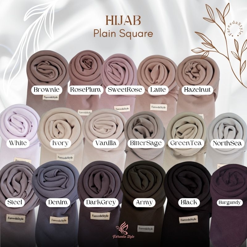 Jual WARNA BASIC Hijab Plain Square Premium Jahit Tepi, Daily Square ...