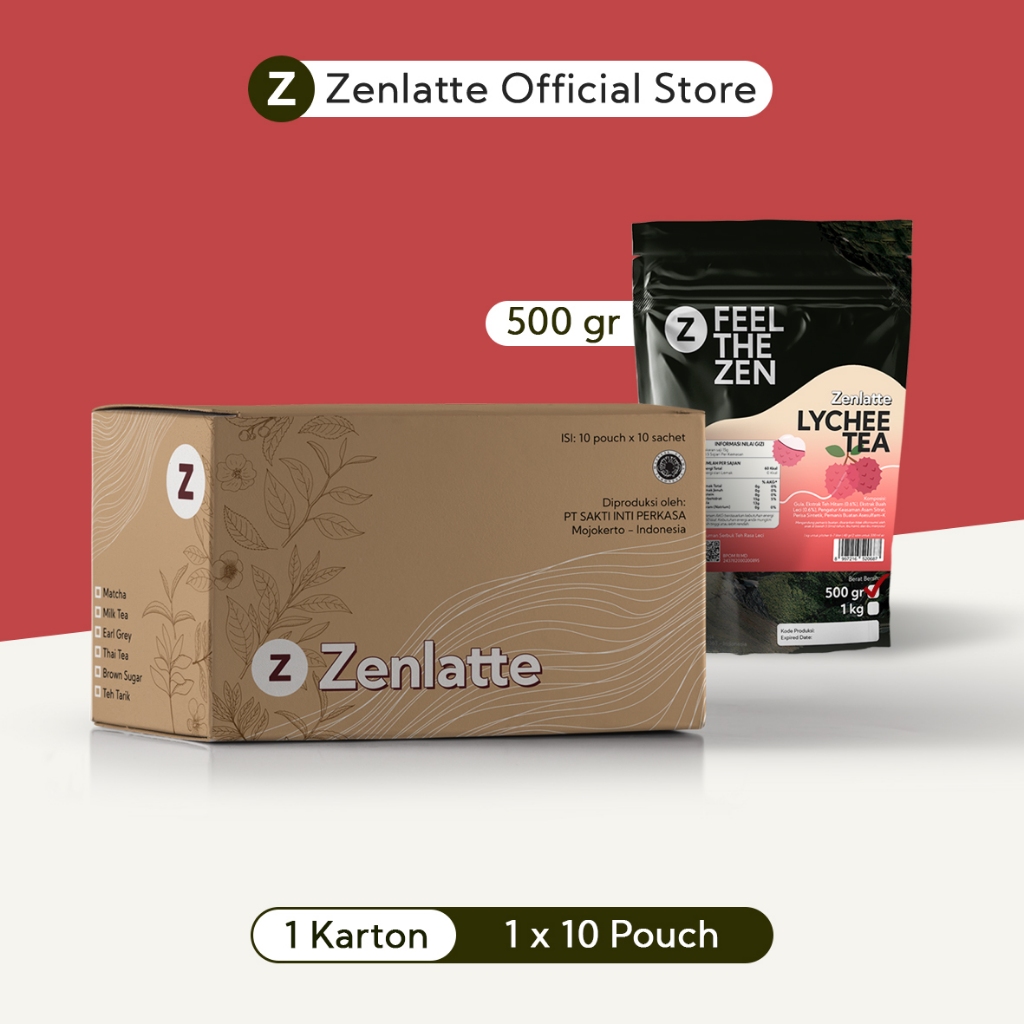 Jual Zenlatte Lychee Tea Bag 500gr & 1kg - 1 karton | Lychee Tea Powder ...