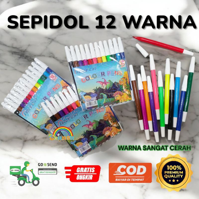 Jual Spidol 12 Warna / Spidol Gambar / Spidol Murah / Spidol Kecil ...