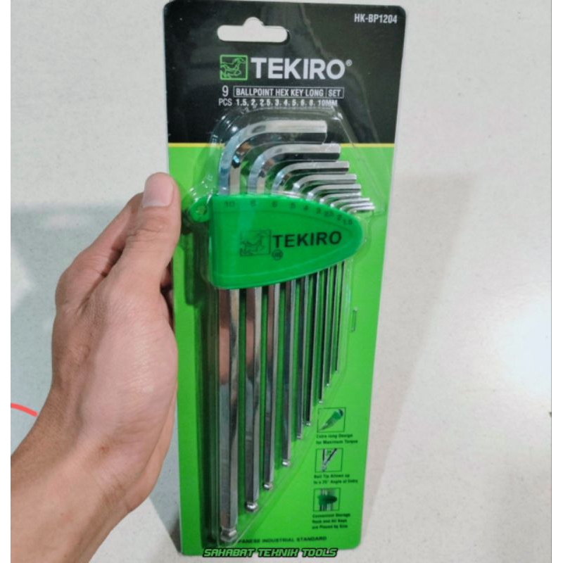 Jual Tekiro Kunci L Panjang Ball point ( Bulat ) Set 9 Pcs | Shopee Indonesia