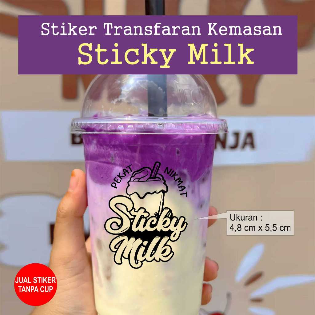 Jual 100 Pcs Stiker Kemasan Sticky Milk Bahan Transfaran | Shopee Indonesia
