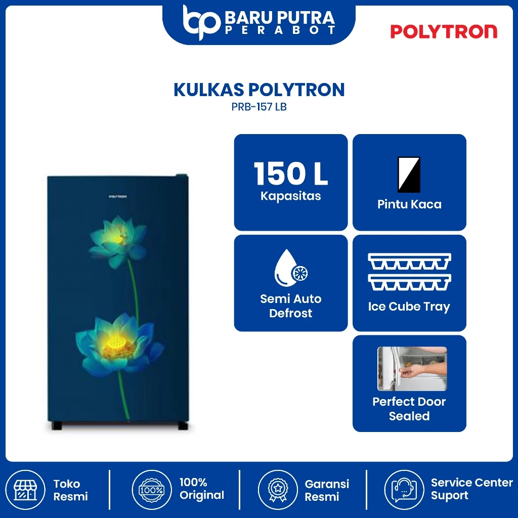 Jual POLYTRON Kulkas 1 Pintu Beauty Steel 150 liter PRB 157LB/R ...