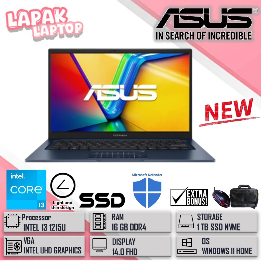 Jual Laptop Asus Vivobook Go 14 X1404ZA Intel Core i3 1215U Ram 24GB SSD 512GB 14 inch Full HD ...