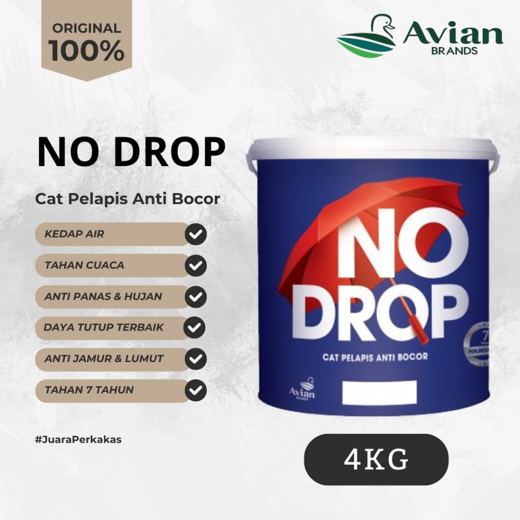 Jual NO DROP Nodrop Cat Tembok No Drop Kemasan 1 Kg 4 Kg Cat Pelapis Anti Bocor No 1 Di ...