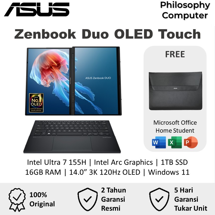 Jual Laptop Asus Zenbook Duo UX8406MA OLED Touch Intel Ultra 7 155H ...