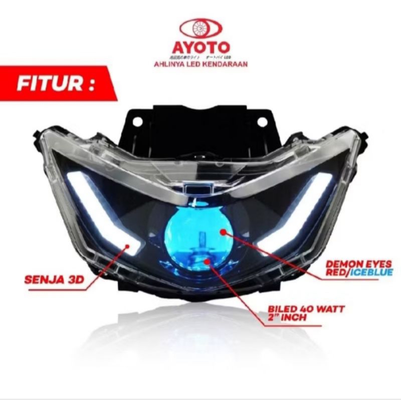 Jual Headlamp Reflektor Full Sett BEAT DELUXE BILED PROJECTOR 2INCHI ...