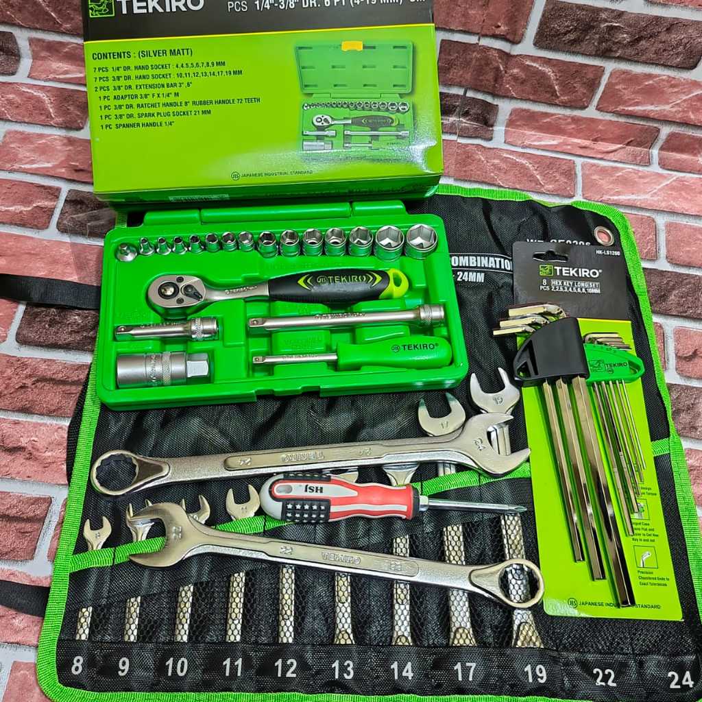 Jual Tekiro Kunci Set Lengkap sok Shock 21 Pcs + Kunci Ring Pas Set 11Pcs 8-24Mm + Kunci L Set ...