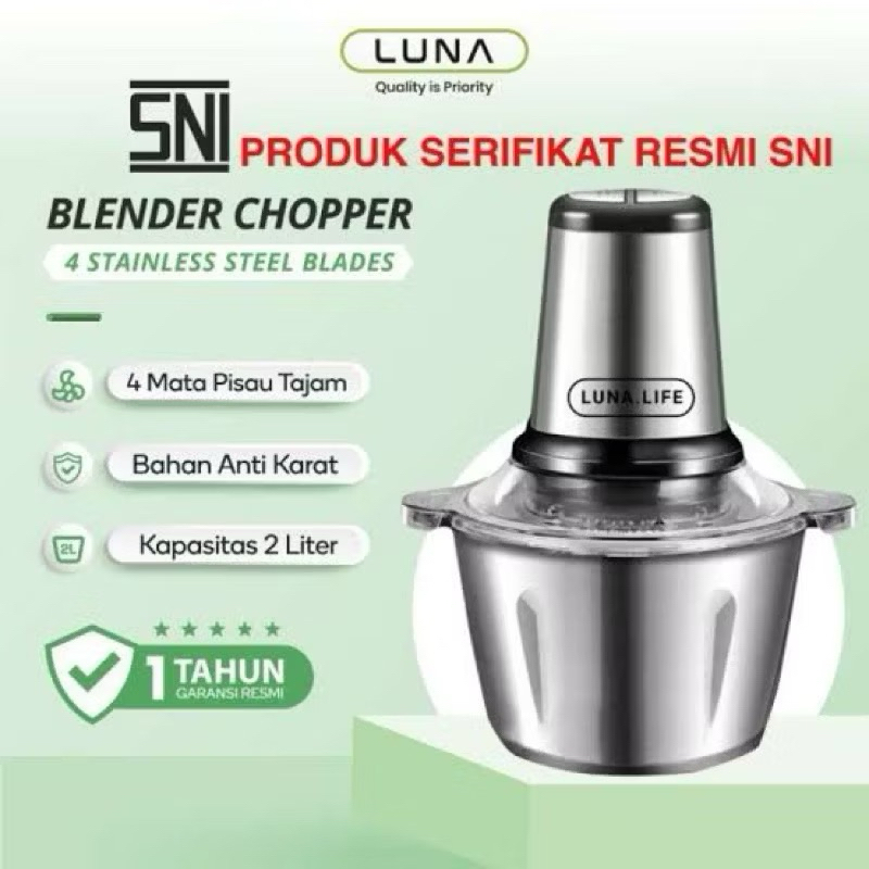 Jual LUNA LIFE FP-02 BLENDER CHOPPER 2 LITER STENLIS STEEL SUS 304 ...