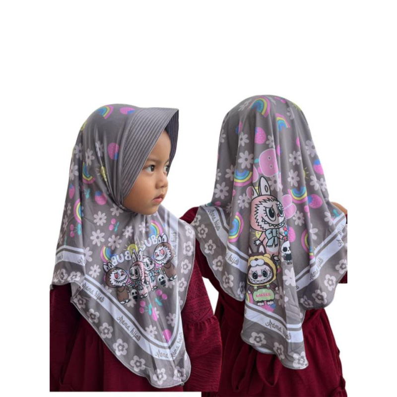 Jual HIJAB LABUBU INSTAN JILBAB ANAK MOTIP KRUDUNG BERGO JERSEY PREMIUM ...