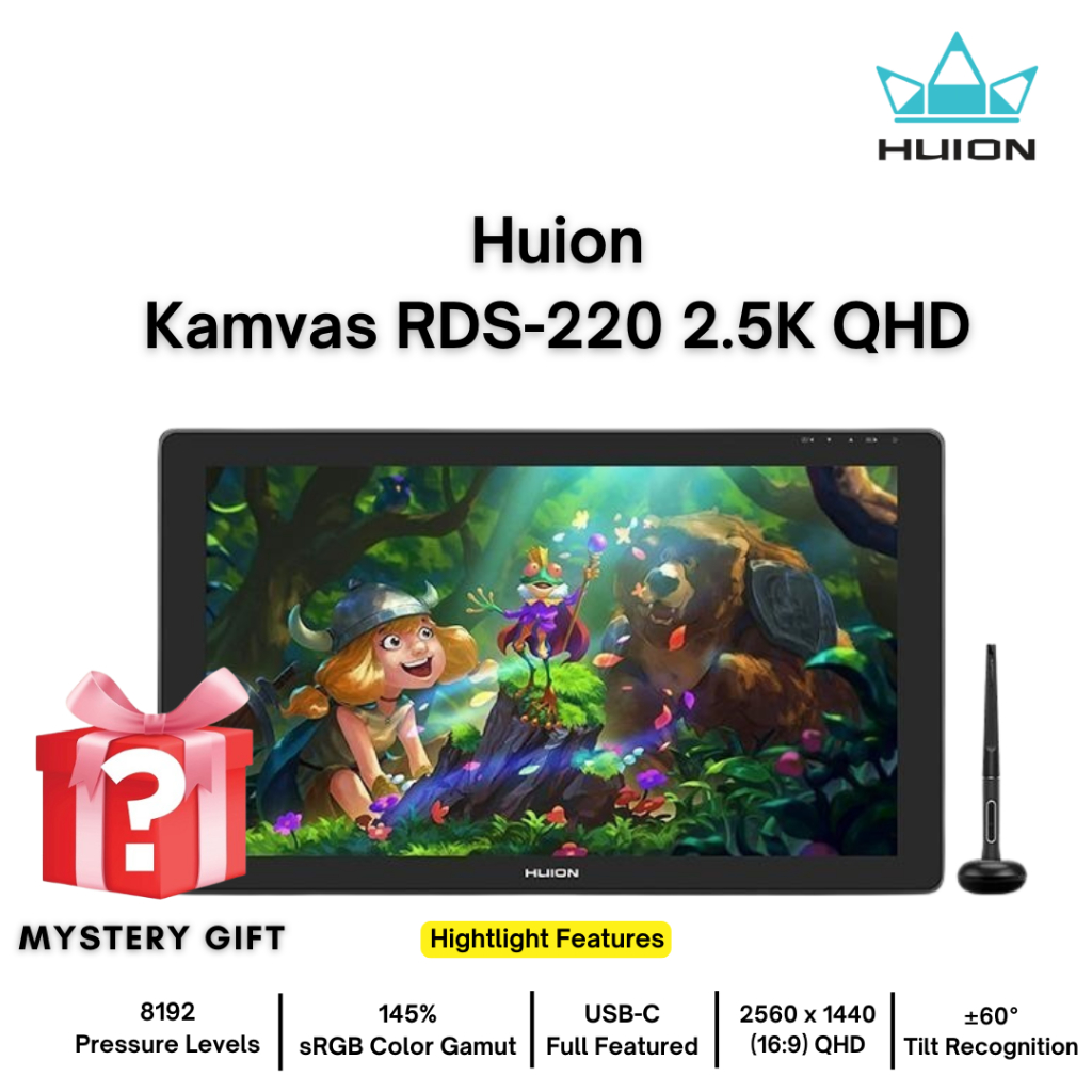 Jual Huion Kamvas RDS-220 2.5K QHD Pen Display/145% sRGB/8192 Levels RESMI | Shopee Indonesia