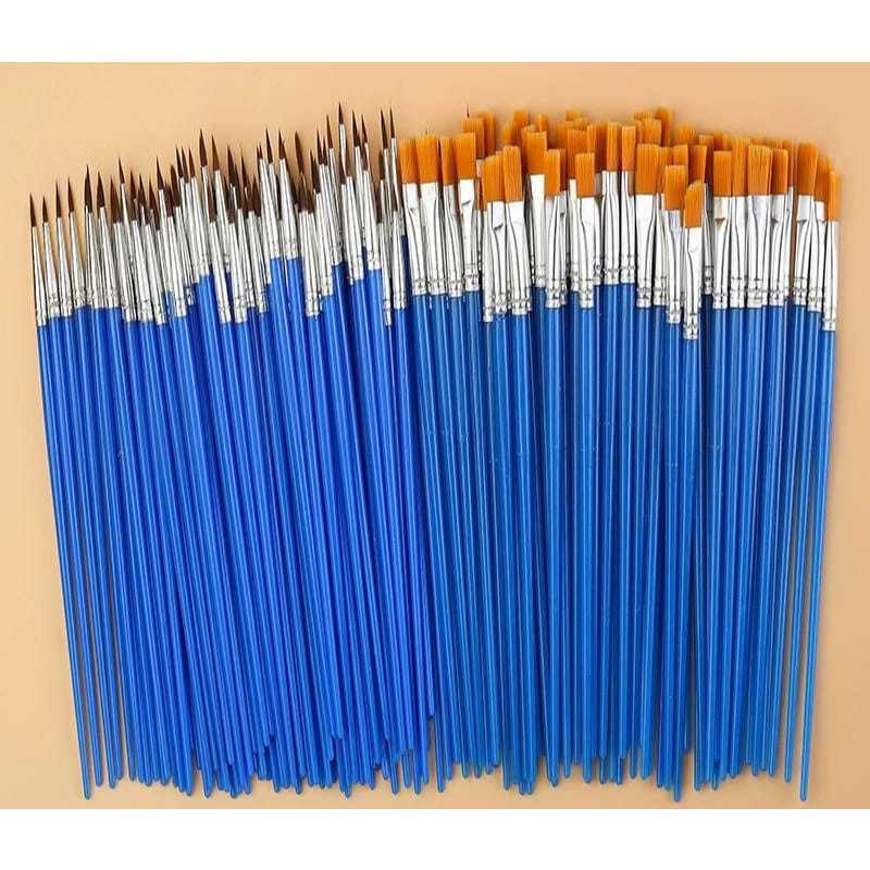 Jual (50 Pcs) Kuas Lukis Cat Air Akrilik Bulu Nilon Ujung Flat Tip ...