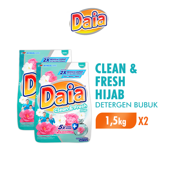 Jual Daia Powder Detergent Clean & Fresh 1.5 kg x 2 | Shopee Indonesia