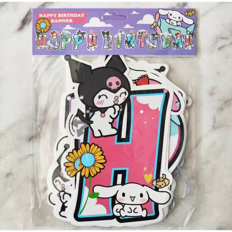 Jual Bunting flag tulisan happy birthday karakter kartun sanrio kuromi ...