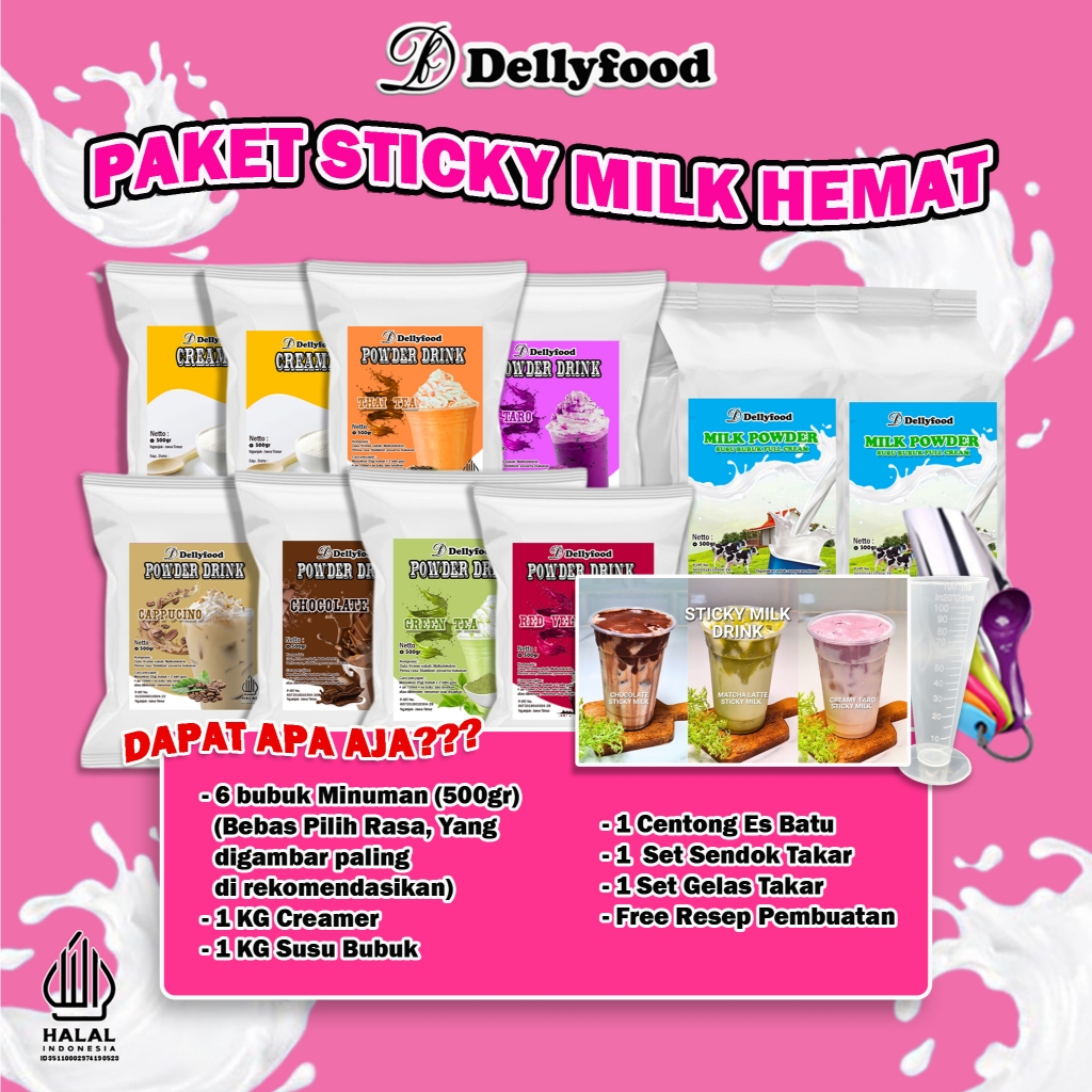 Jual Dellyfood Paket Usaha Sticky Milk Hemat / Minuman Kekinian Milk ...