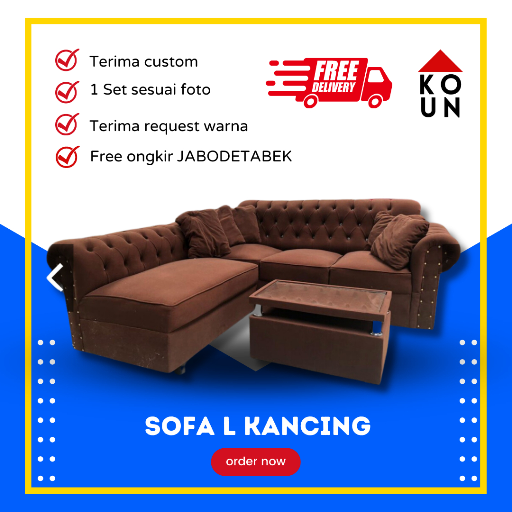 Jual (Free Ongkir JABODETABEK) Sofa Set L KANCING BLUDRU / Sofa ...