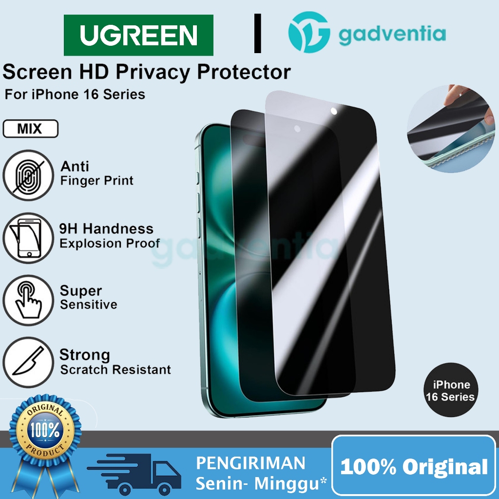 Jual UGREEN Anti Spy Tempered Glass Screen Protector Anti Gores iPhone 16 Series Full Screen ...