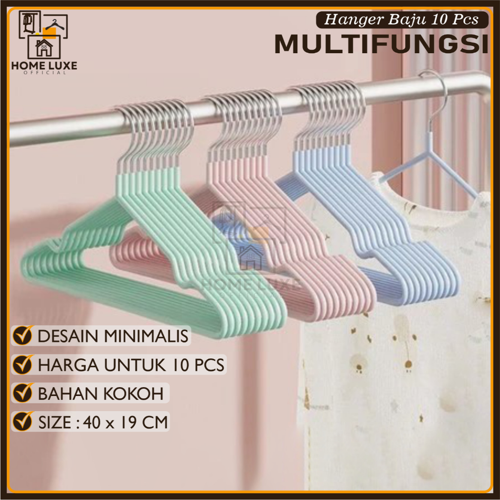 Jual HOMELUXE Hanger 10 PCS Gantungan Baju Serbaguna Hanger Baju Ukuran ...