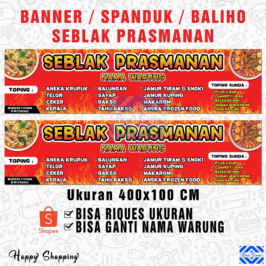 Jual Banner Spanduk Warung Seblak Prasmanan Ukuran 400x100CM MURAHHHH ...