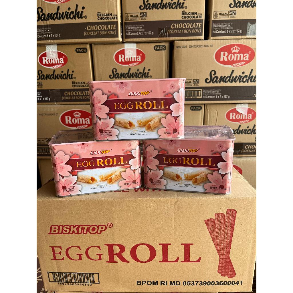 Jual biskitop egg roll 300 gram 1 dus isi 6 kaleng | Shopee Indonesia
