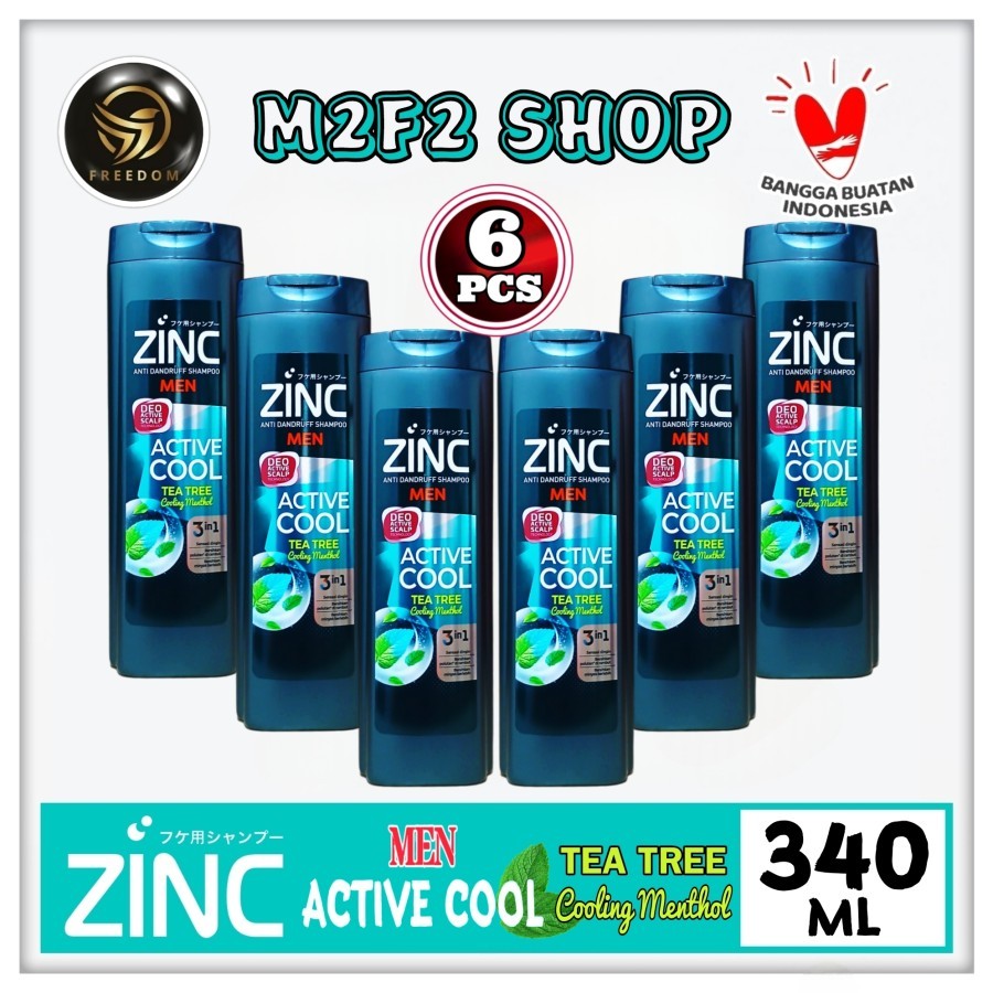 Jual Zinc Men Shampoo Anti Dandruff Active Cool Menthol Botol Pet - 340 ...